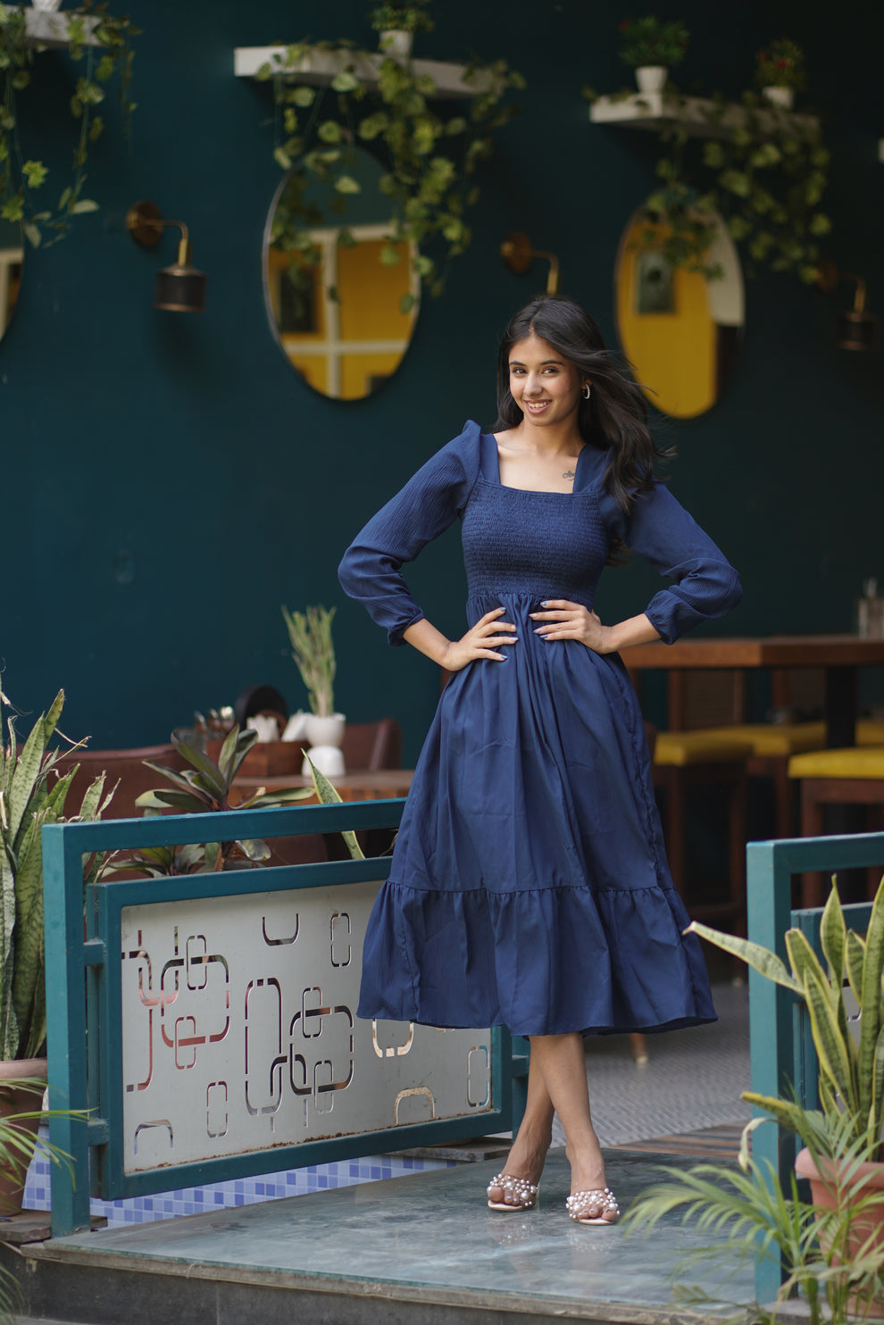 Navy Grace Fit and Flare Dress by Wyshlist