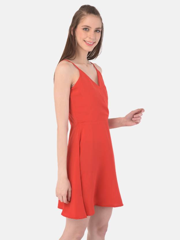 Red Crepe A-line Dress by Wyshlist